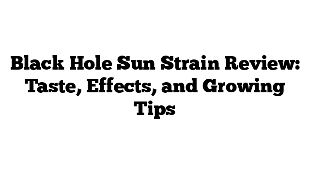 Black Hole Sun Strain Review: Taste, Effects, and Growing Tips – 420 ...