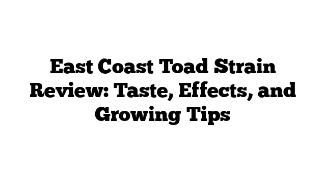 East Coast Toad Strain Review: Taste, Effects, and Growing Tips – 420 ...