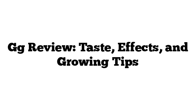 Gg Review: Taste, Effects, and Growing Tips – 420 Big Bud