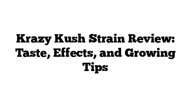Krazy Kush Strain Review: Taste, Effects, and Growing Tips – 420 Big Bud