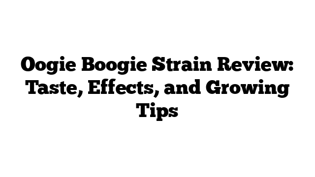 Oogie Boogie Strain Review: Taste, Effects, and Growing Tips – 420 Big Bud
