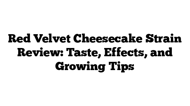 Red Velvet Cheesecake Strain: Taste, Effects, and Growing Tips – 420 ...
